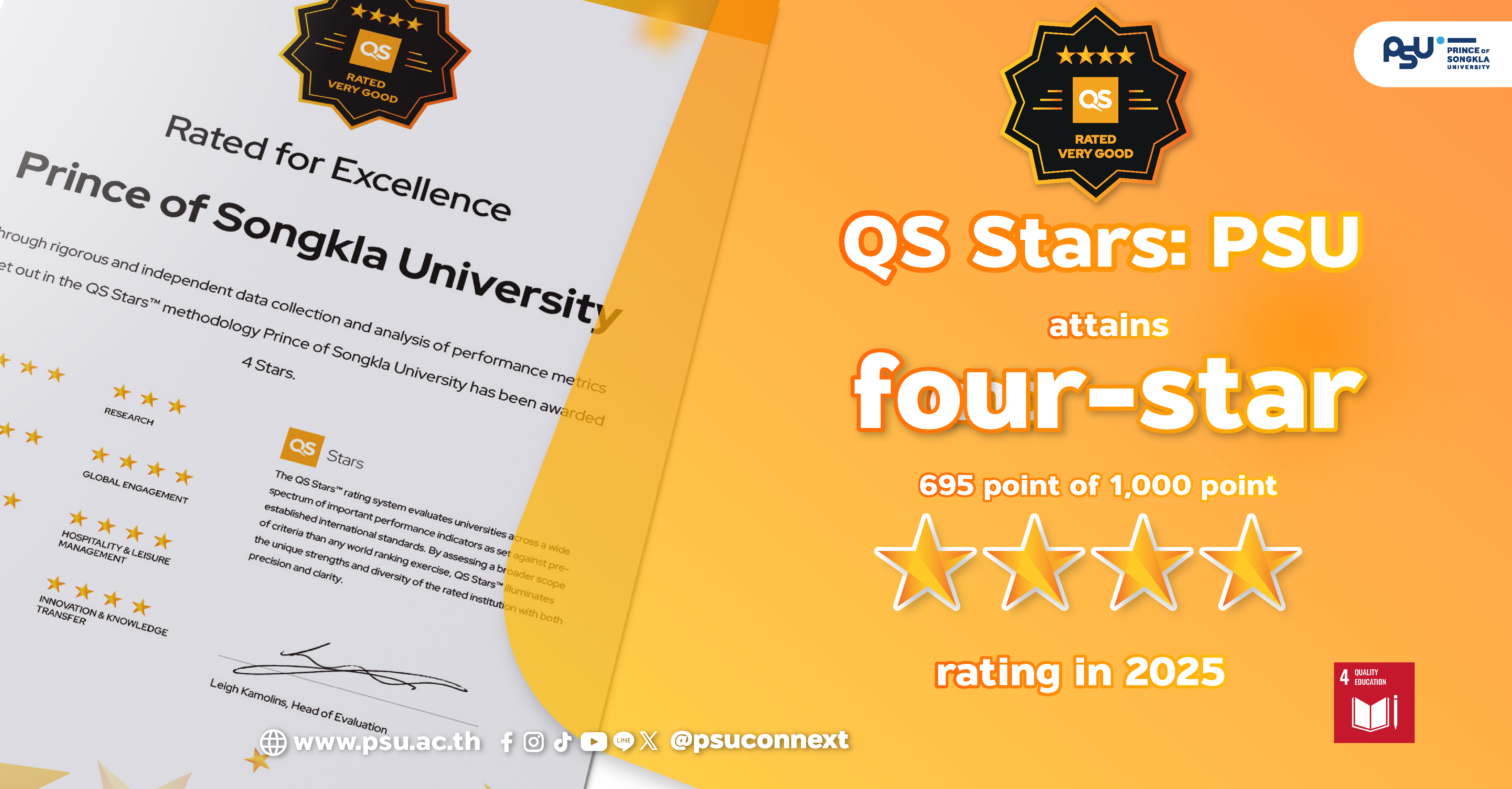 QS Stars: PSU attains four-star rating in 2025