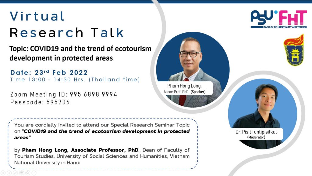 ขอเชิญอาจารย์ นักศึกษาทุกท่านเข้าร่วมกิจกรรมบรรยายเสวนาทางวิชาการ Virtual Research Talk ...